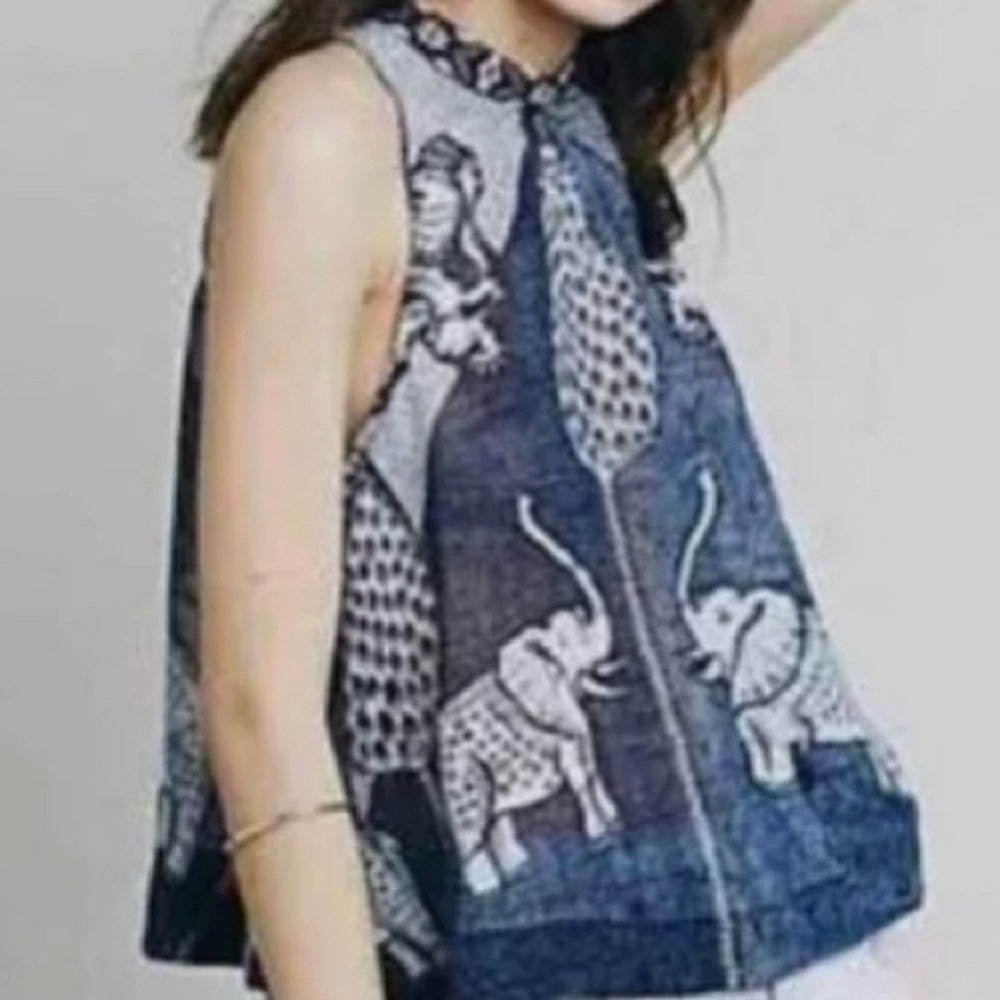 Free People Elephant Keyhole Back Batik Tank Top/ S - Gem